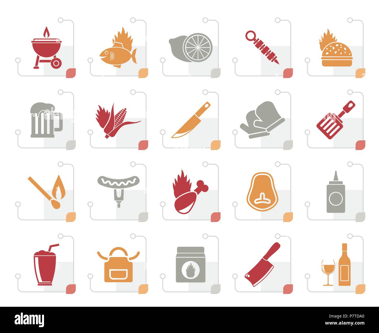 Stylized Grill and Barbecue Icons - vector icon set Stock Vector Image ...