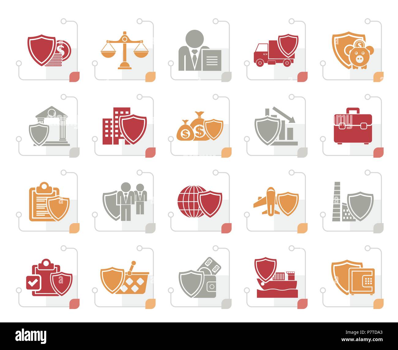 Stylized Business and industrial insurance icons - vector icon set ...