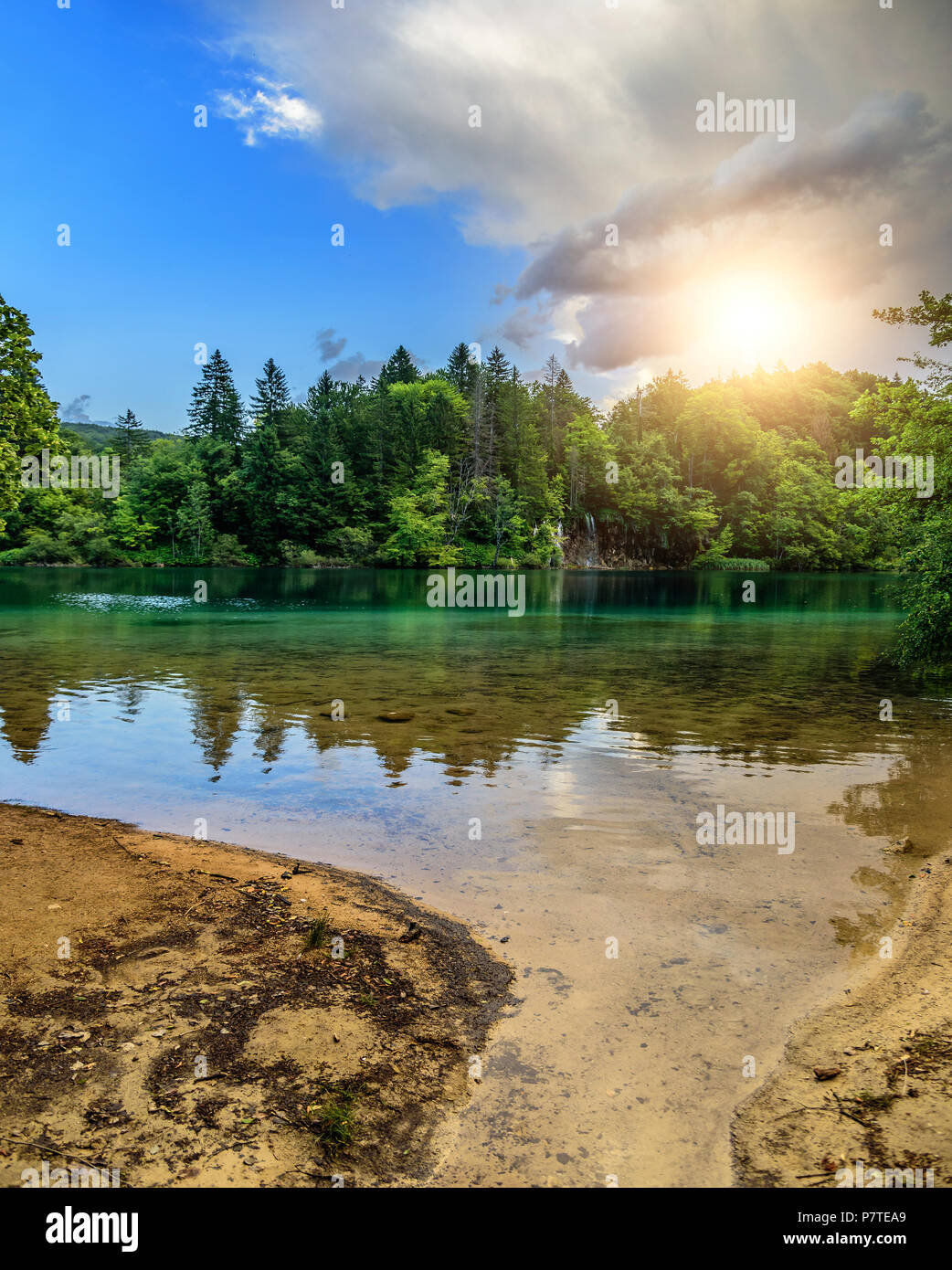 Plitvice Lakes in the evening Stock Photo - Alamy