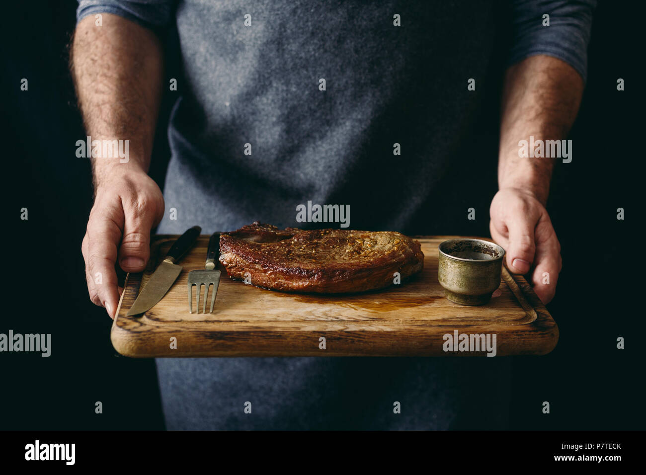 Man steak on fork hi-res stock photography and images - Alamy