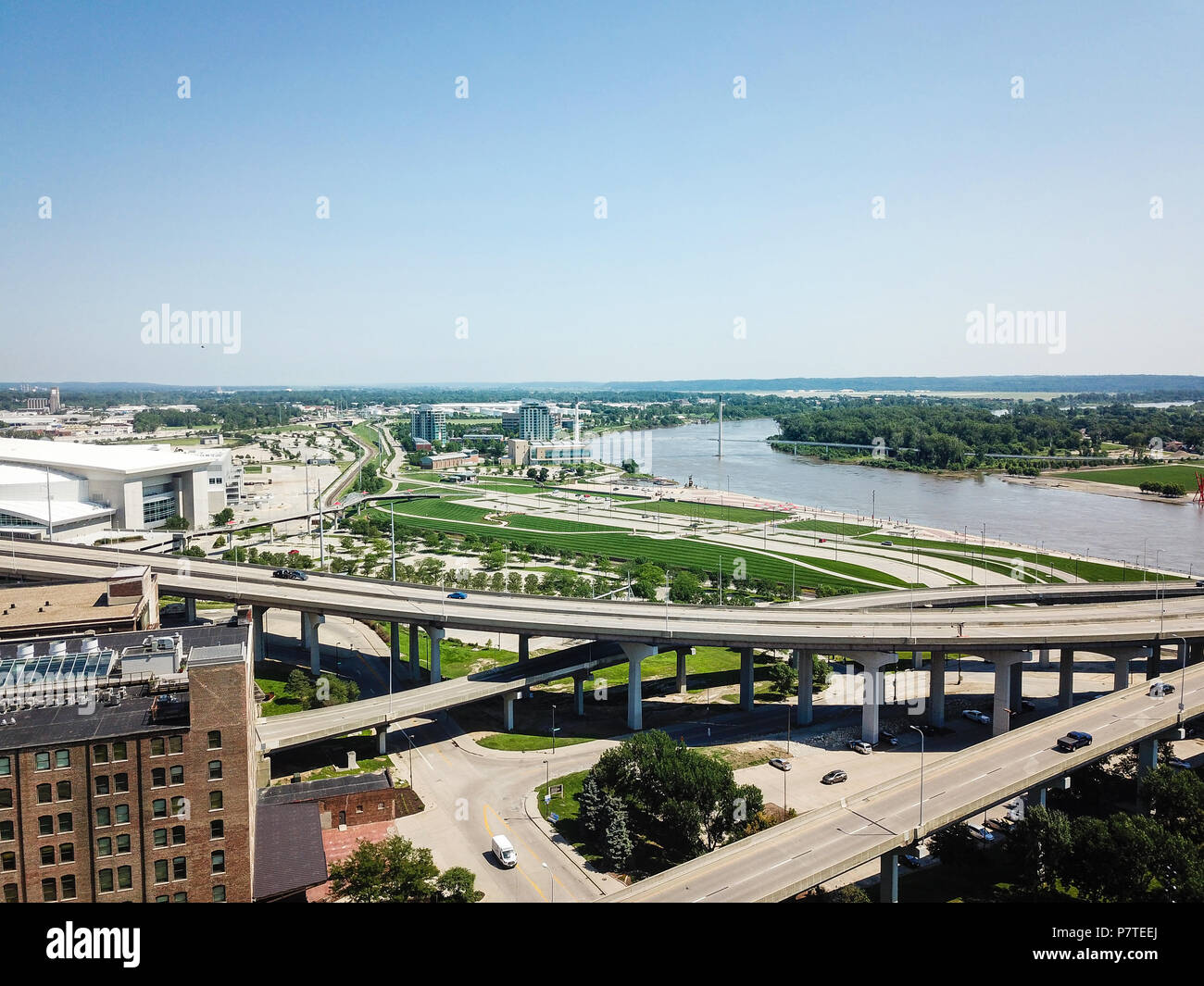 Omaha Skyline Nebraska USA Aerial Drone Stock Photo - Alamy
