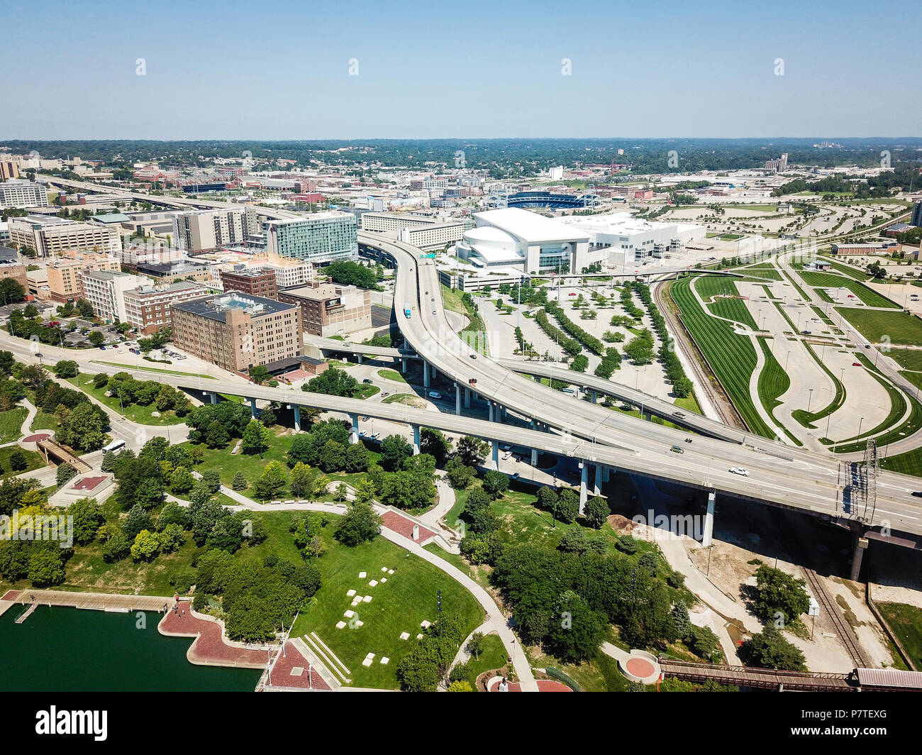 Omaha Skyline Nebraska USA Aerial Drone Stock Photo - Alamy