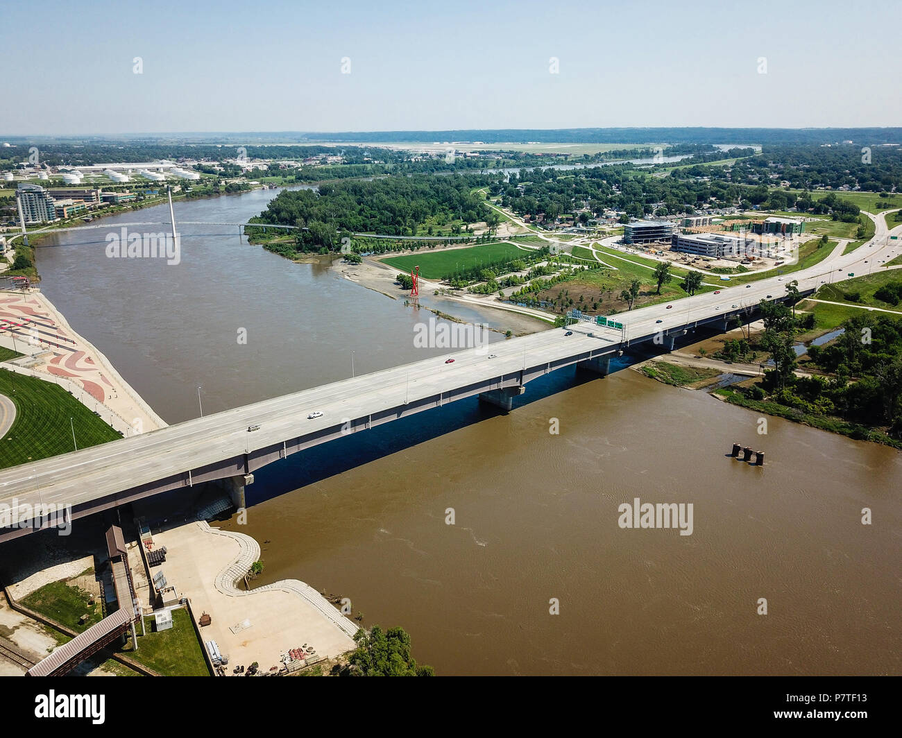 Omaha Skyline Nebraska USA Aerial Drone Stock Photo - Alamy