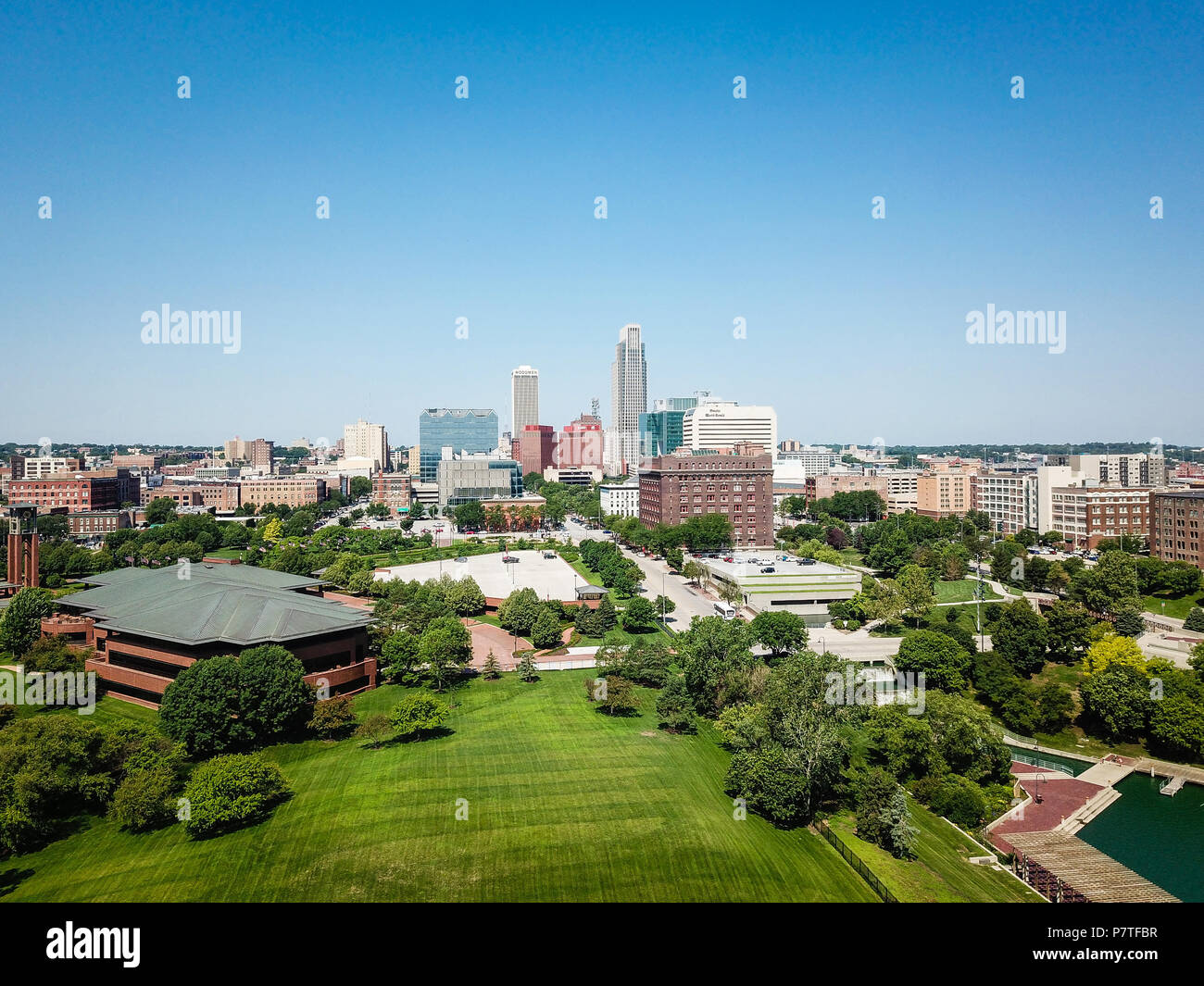 Omaha Skyline Nebraska USA Aerial Drone Stock Photo - Alamy