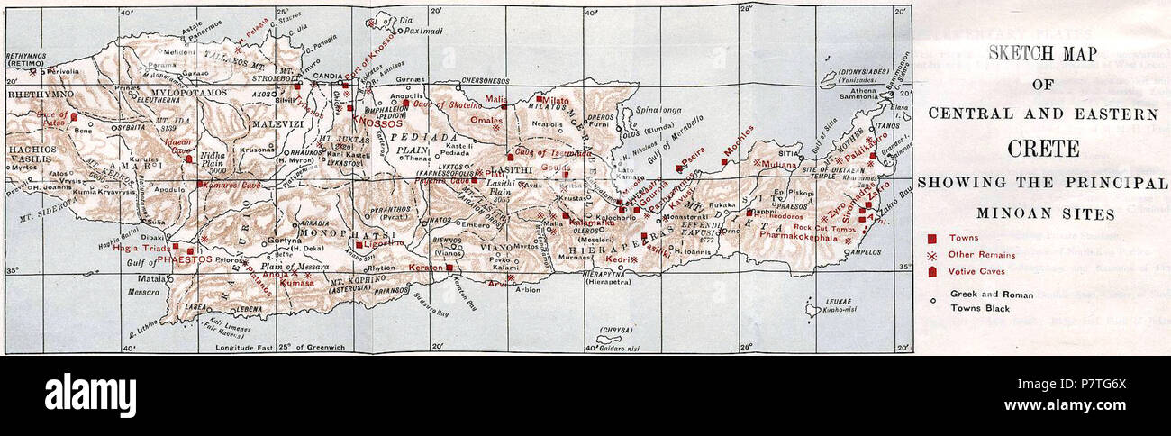 English: Sketch map of Central and Eastern Crete showing the principal ...