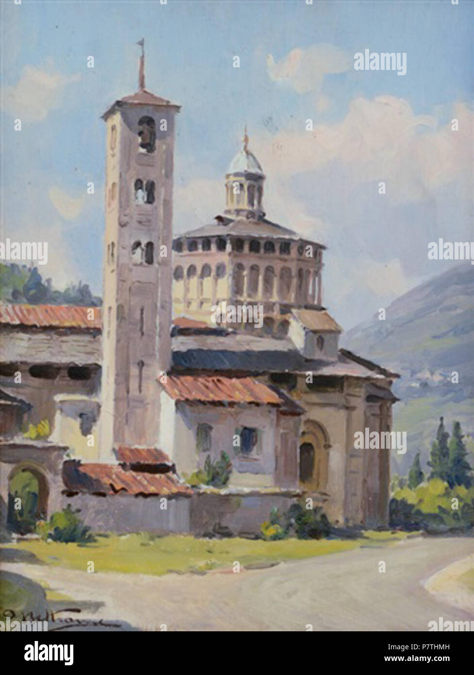 Paesaggio lombardo by Achille Beltrame; oil on panel . before 1945 12 ...