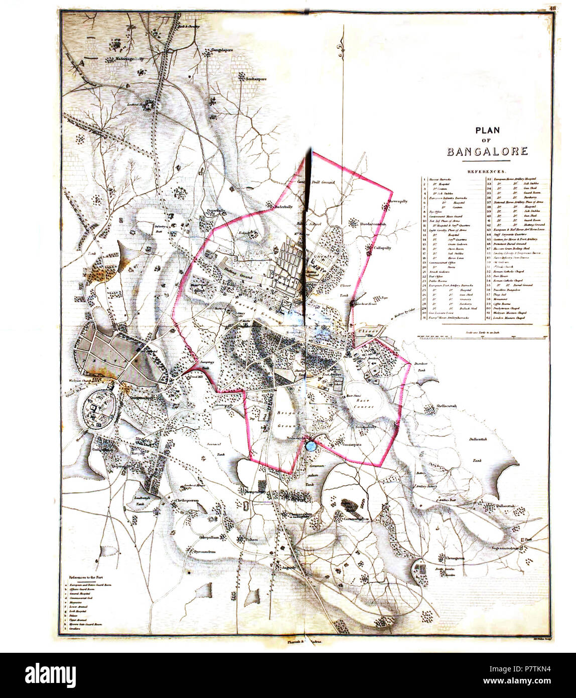 Plan of Bangalore . 1854 32 Bangalore cantonment Stock Photo - Alamy