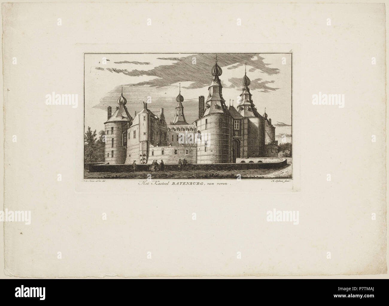 Nederlands: Het kasteel Batenburg van voren . 1740 35 Batenburg ...