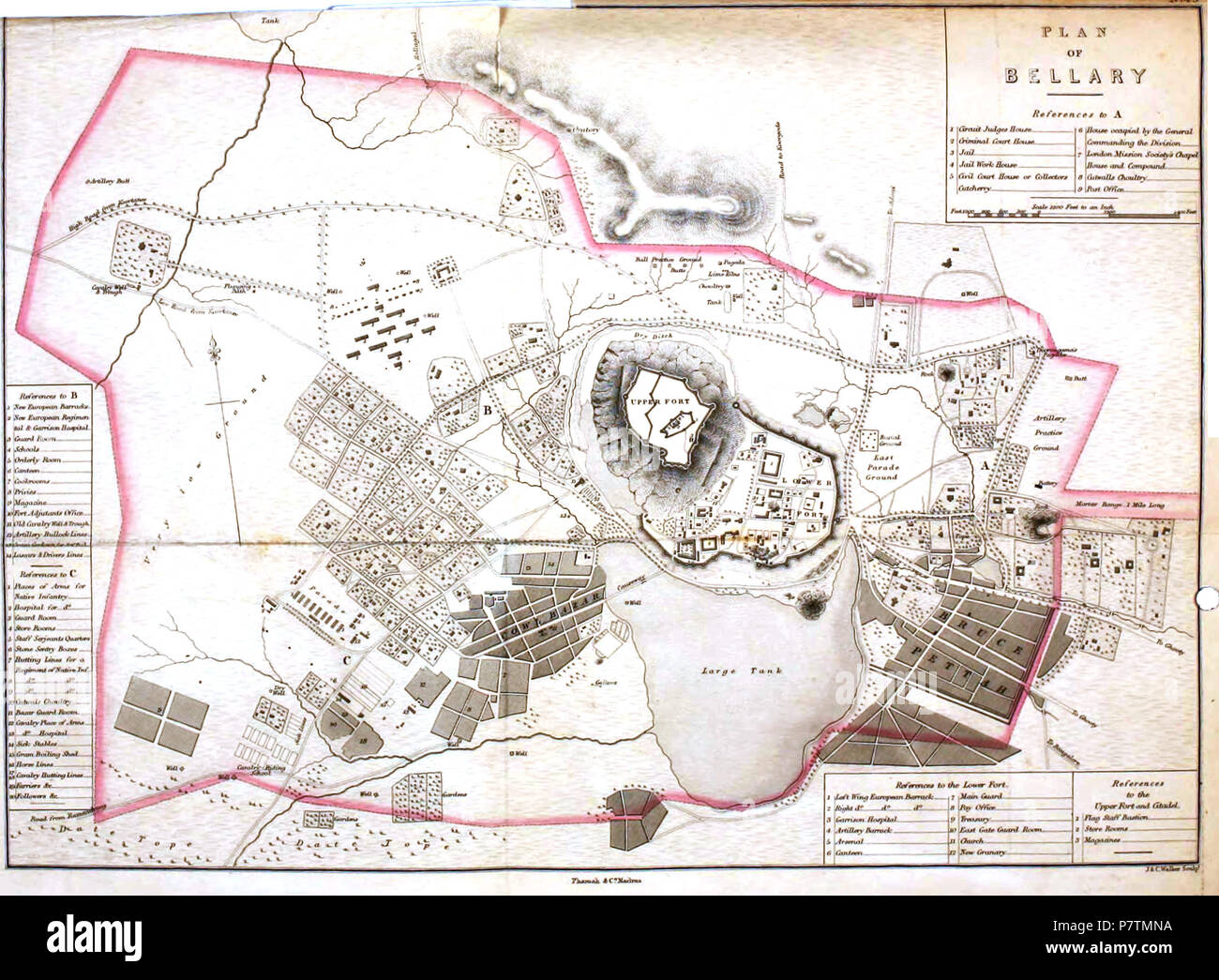 Plan of Bellary in 1854 . 1854 41 Bellary 1854 Stock Photo - Alamy