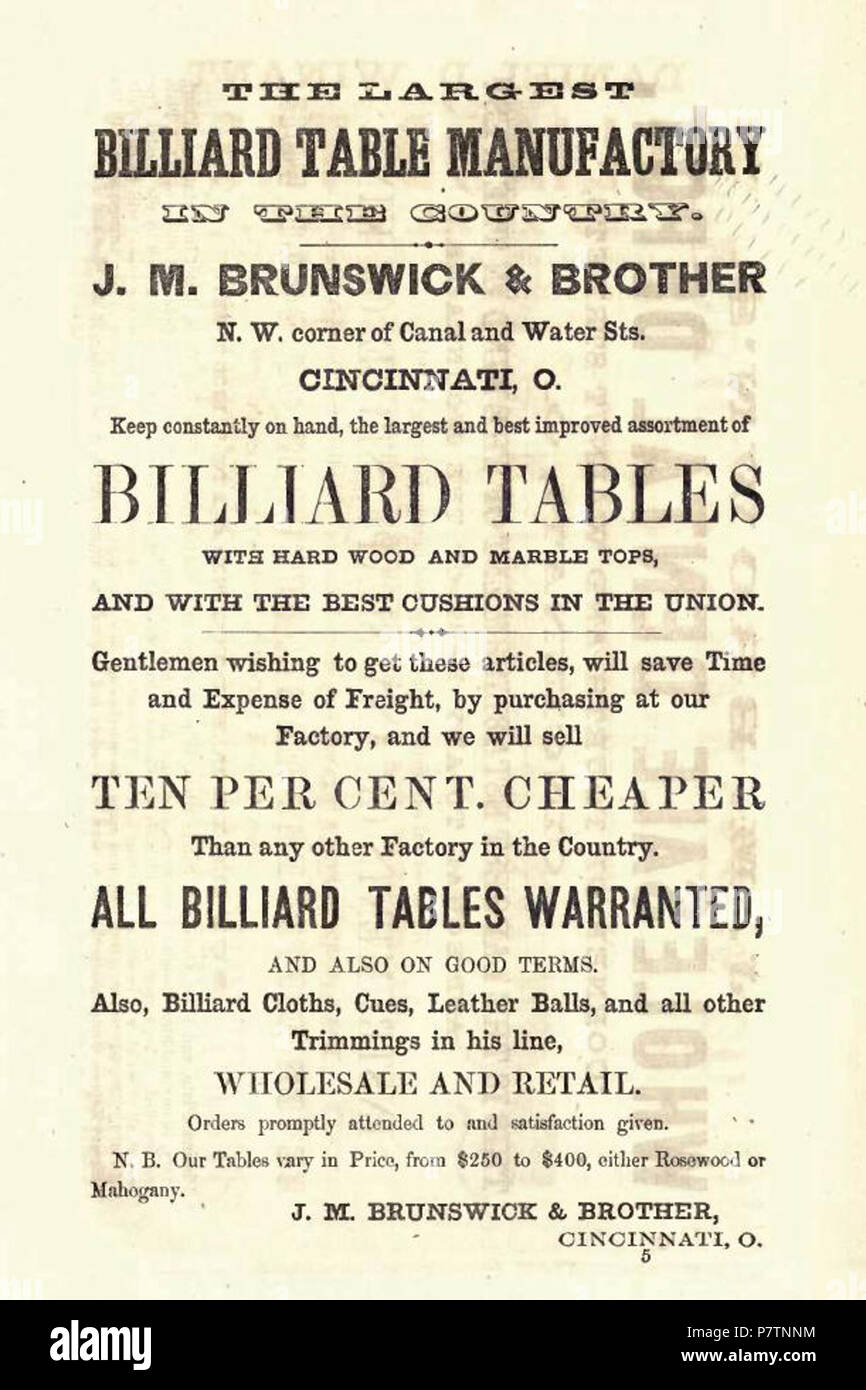 English: Advertisement of the Brunswick & Brother Company . 1854 55 ...