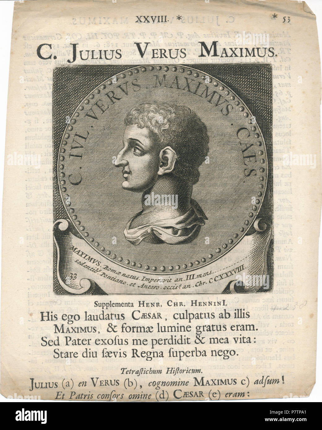 Nederlands: gravure in medaillon van Gaius Julius Verus Maximus, door ...