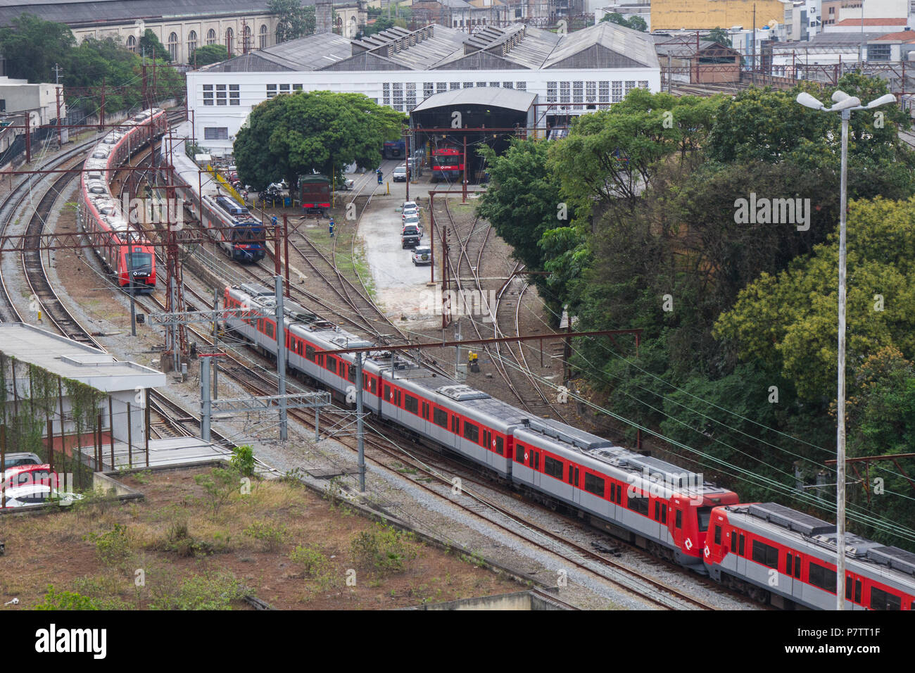 Landscape of a train station Stock Photo - Alamy
