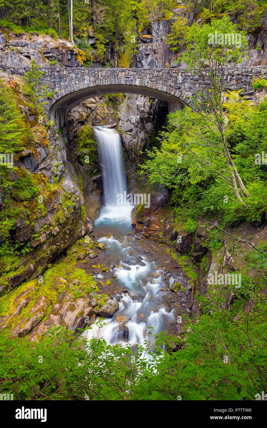 Christine Falls under stone bridge over Van Trump Creek along scenic ...