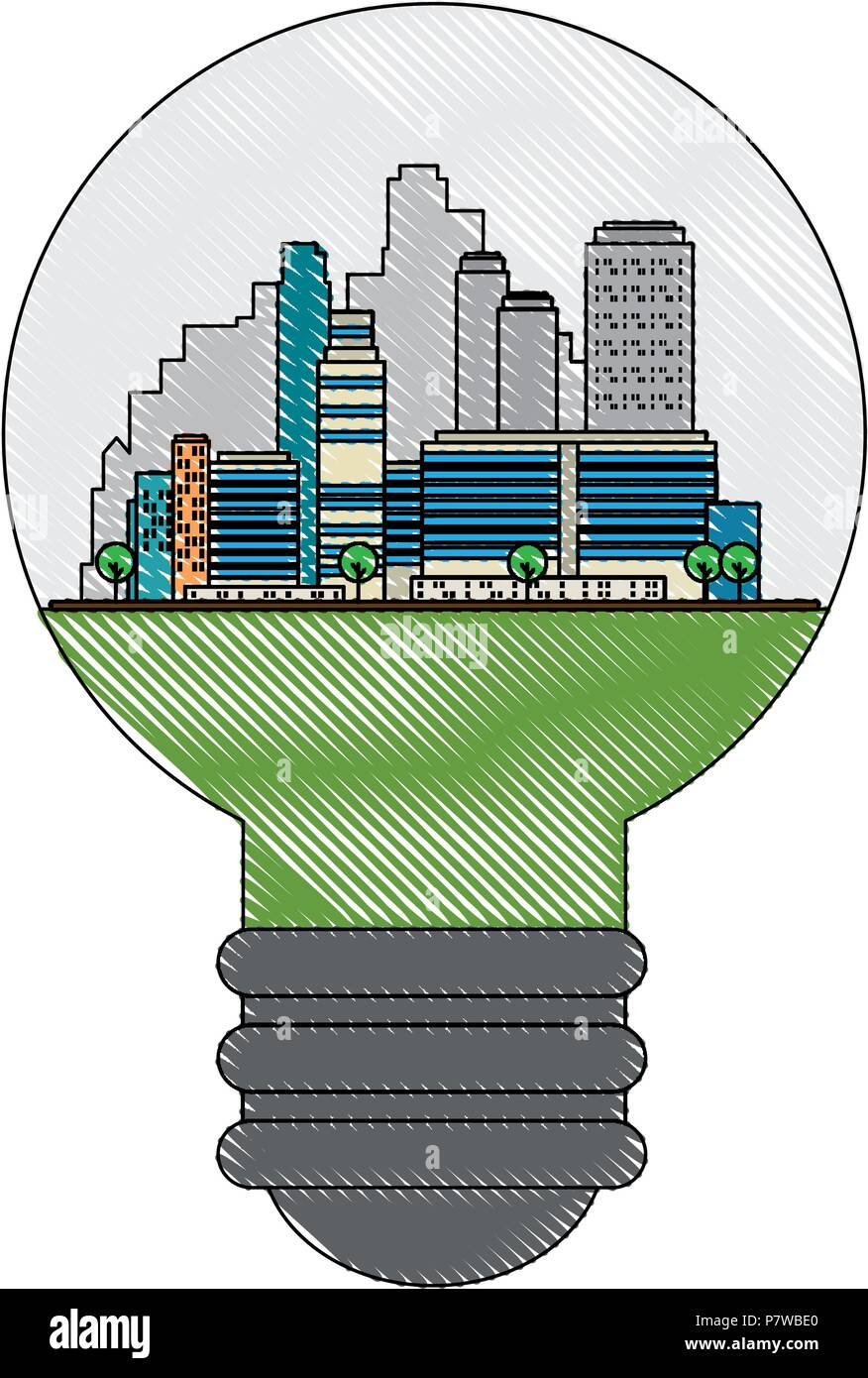 Green light bulb city Stock Vector Images - Alamy
