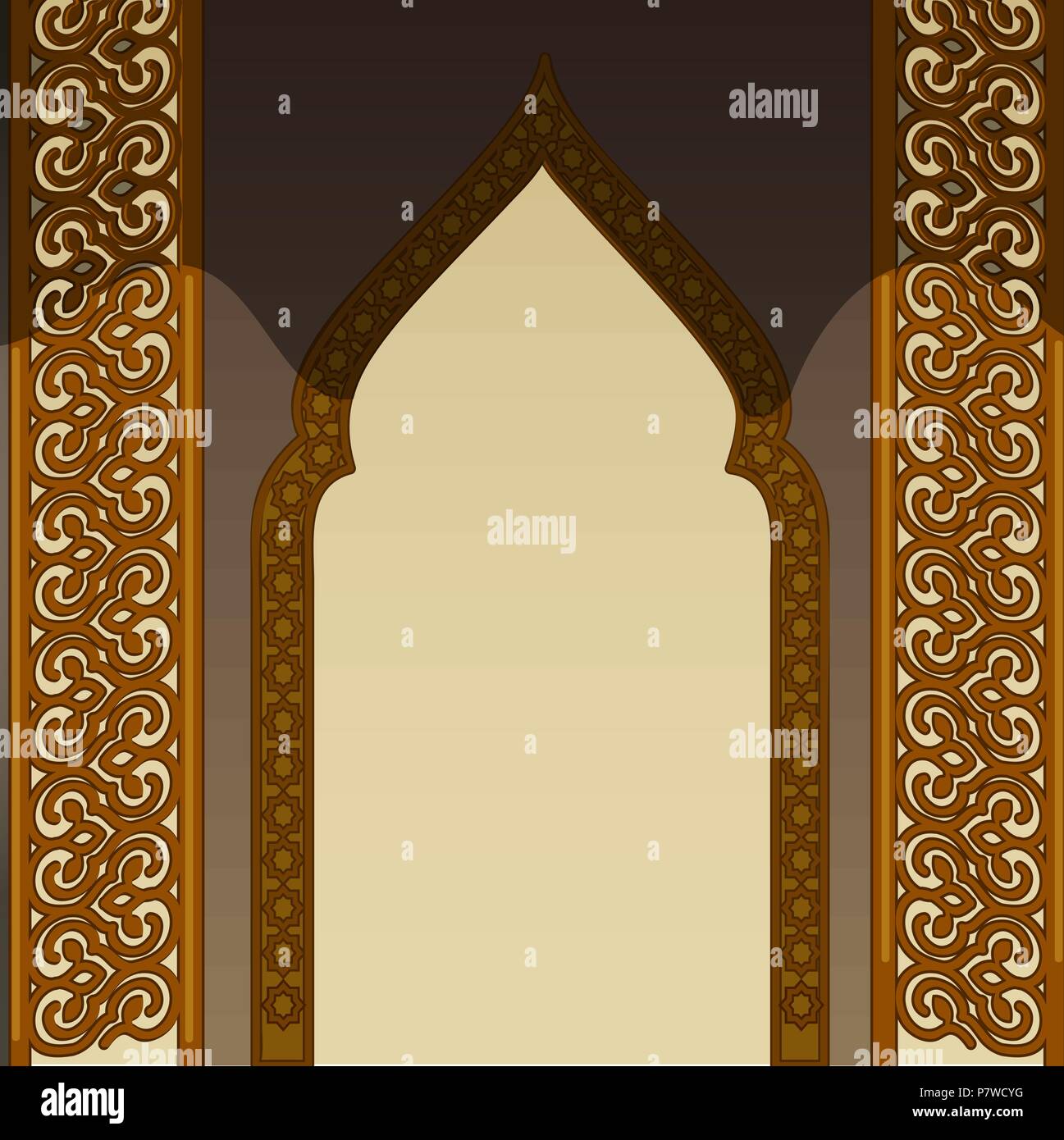 Arch with Oriental ornaments isolated on white background. Vector ...