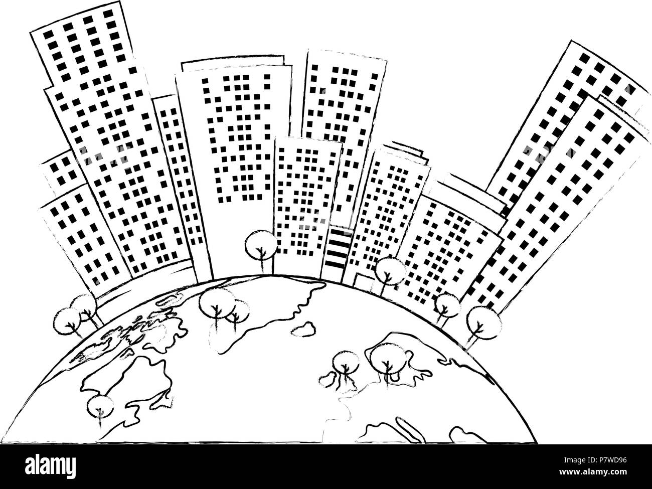 half world with buildings cityscape Stock Vector Image & Art - Alamy