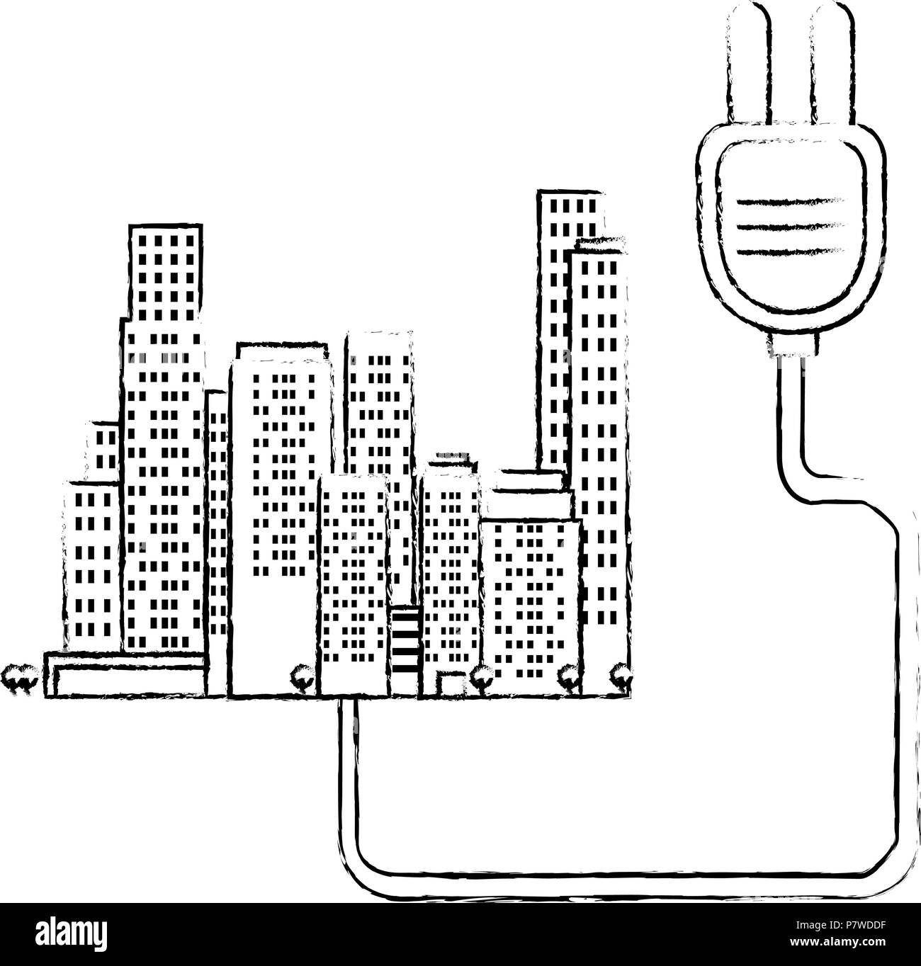 green city buildings with energy plug Stock Vector Image & Art - Alamy