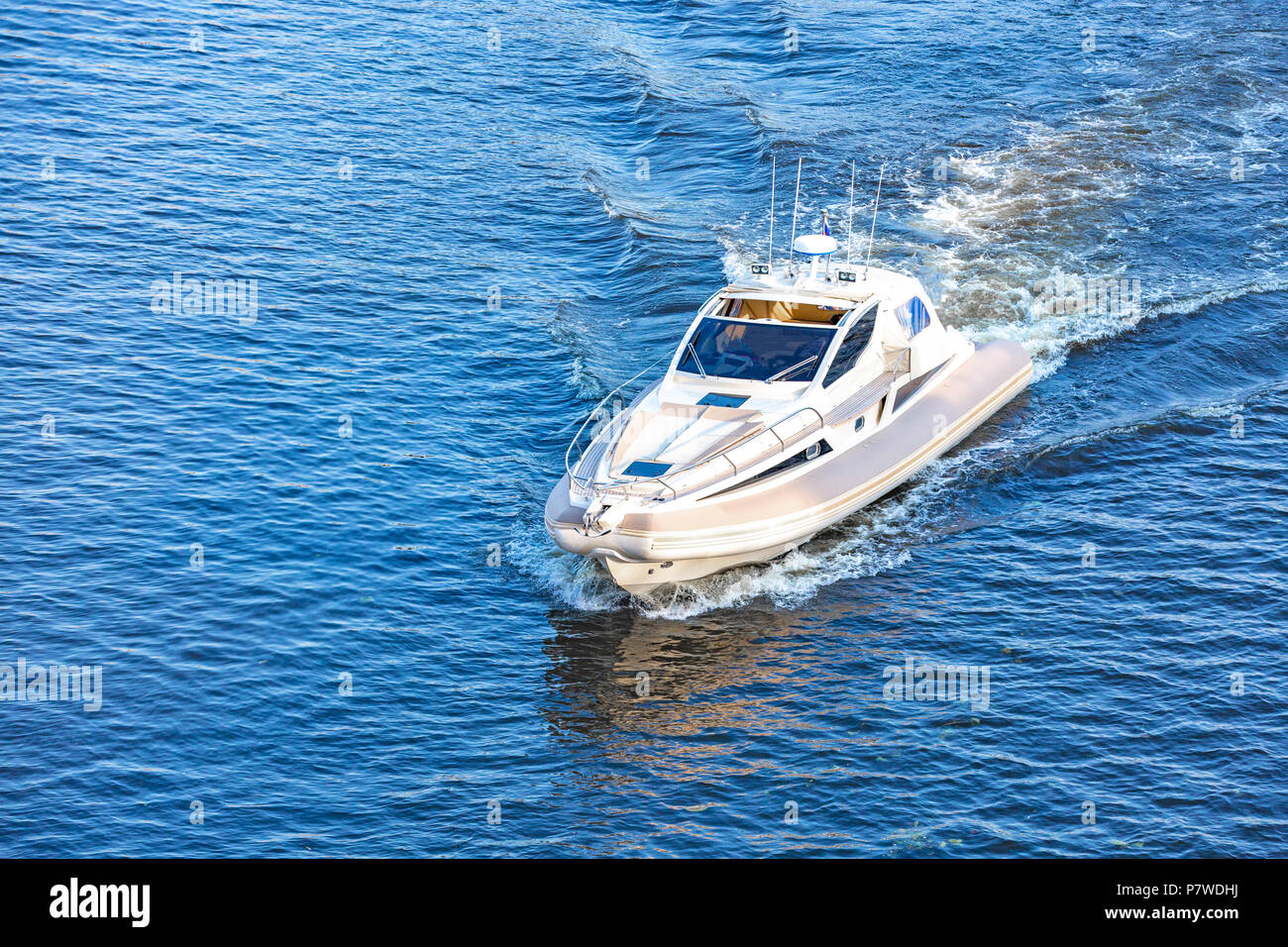 Indoor motor boat on the river. Rest on the river by boat Stock Photo ...