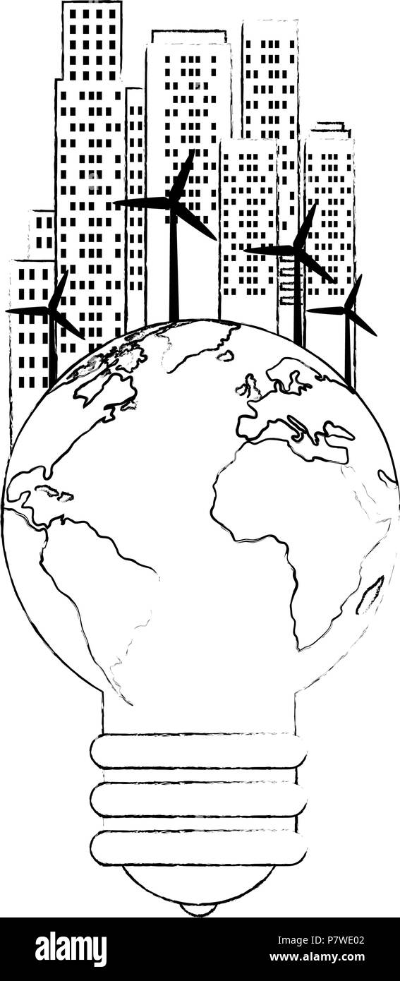bulb world with buildings cityscape Stock Vector Image & Art - Alamy