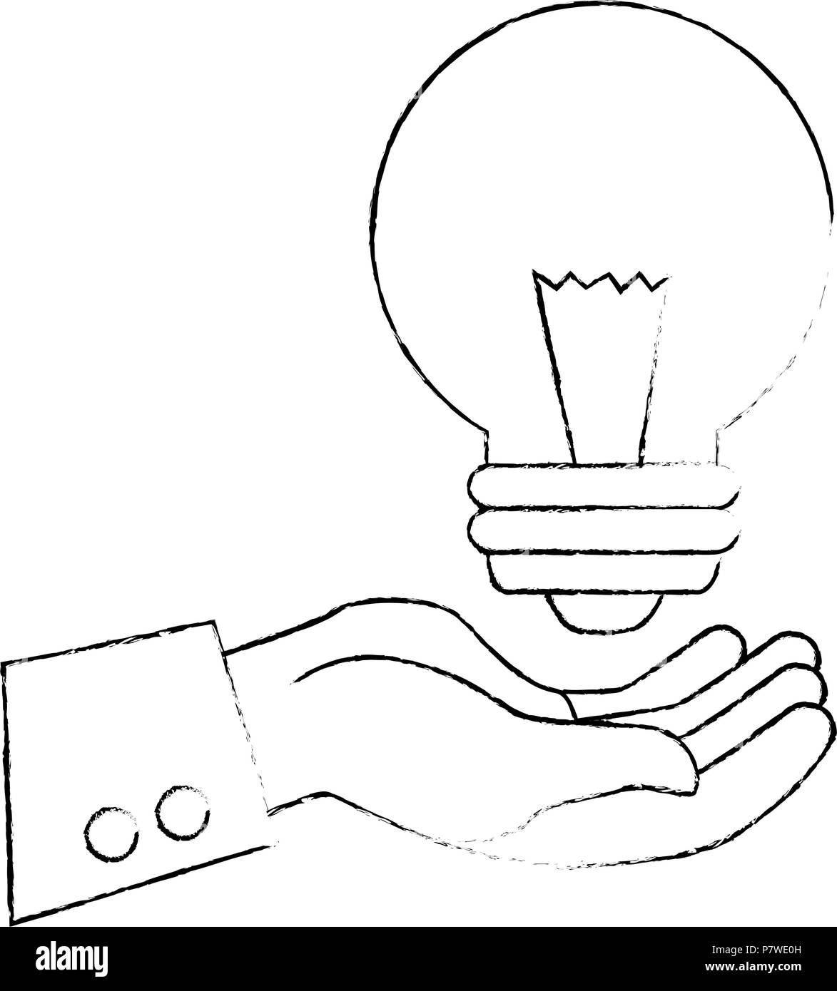 hand with bulb light energy Stock Vector Image & Art - Alamy