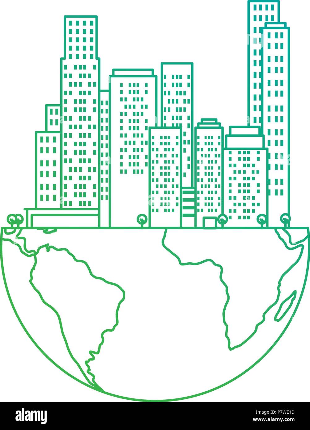 half world with buildings cityscape Stock Vector Image & Art - Alamy