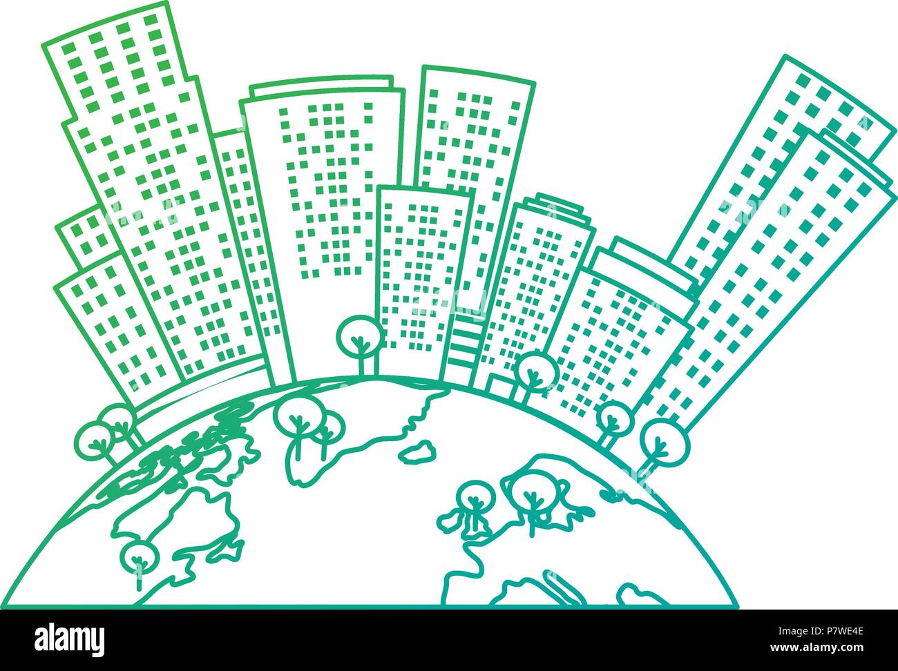 half world with buildings cityscape Stock Vector Image & Art - Alamy