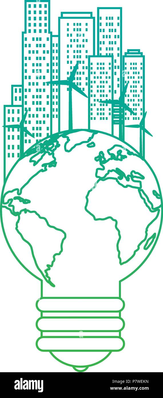 bulb world with buildings cityscape Stock Vector Image & Art - Alamy