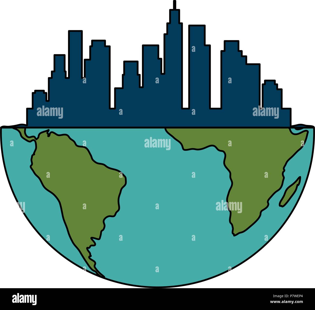 half world with buildings cityscape Stock Vector Image & Art - Alamy