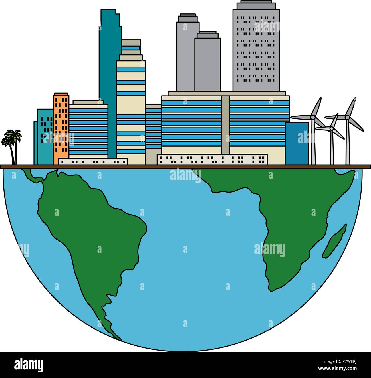 half world with buildings cityscape Stock Vector Image & Art - Alamy