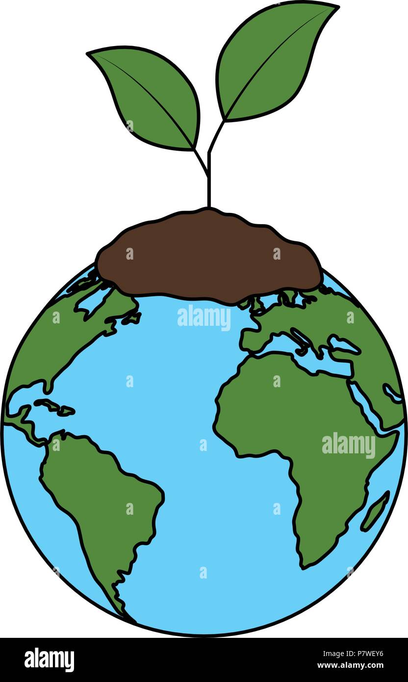 world planet earth with plant Stock Vector Image & Art - Alamy