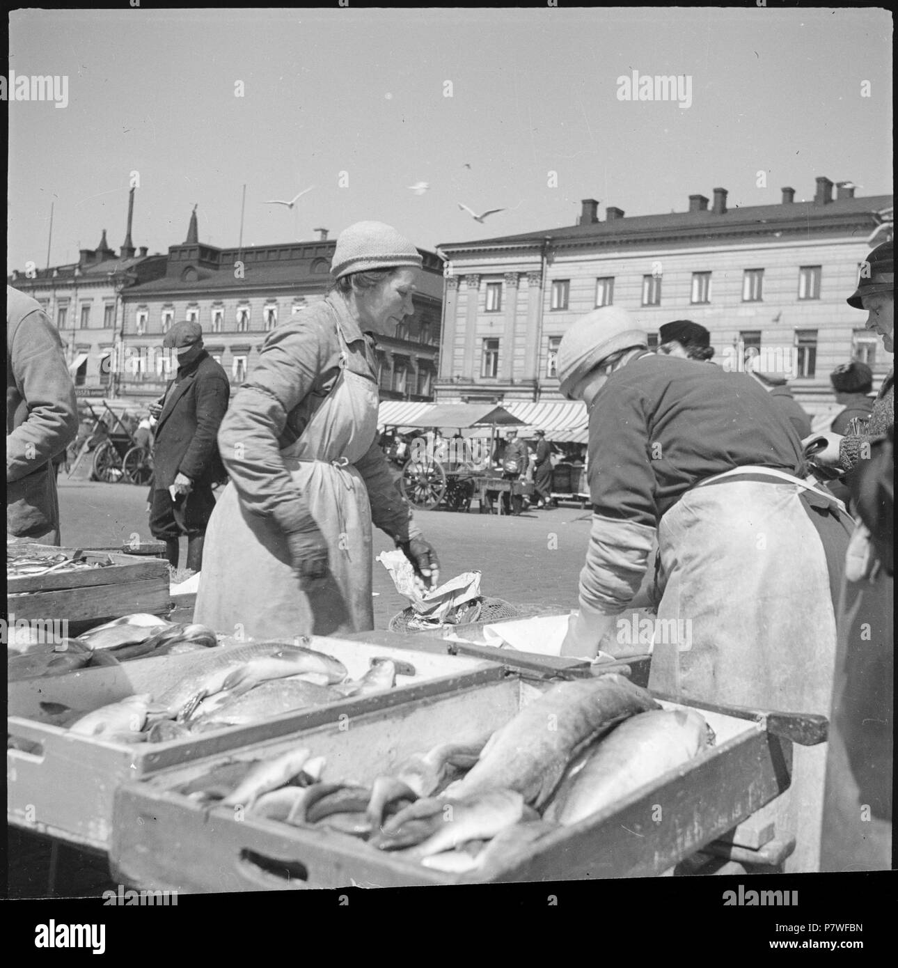 The fish market at helsinki Black and White Stock Photos & Images - Alamy