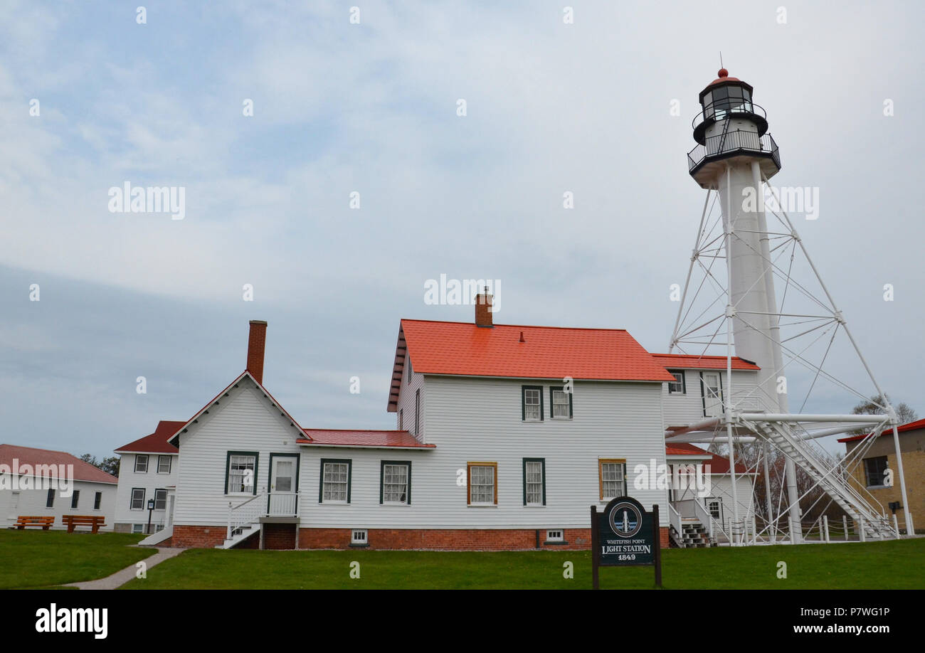 WHITEFISH POINT, MI / USA - MAY 28, 2017: The lighthouse at Whitefish ...
