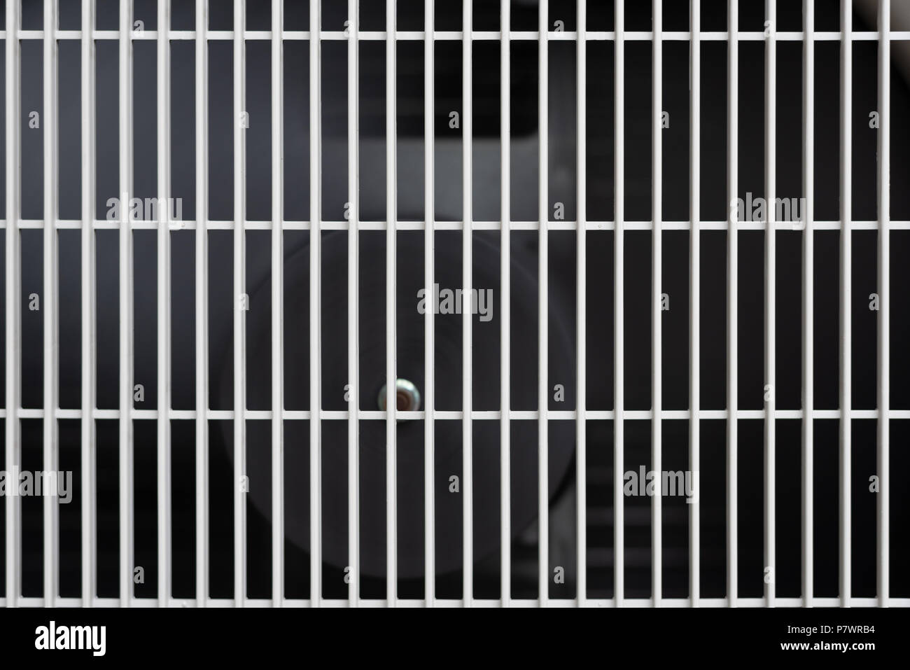 Close up of white air conditioner grille. Electronics industry and ...