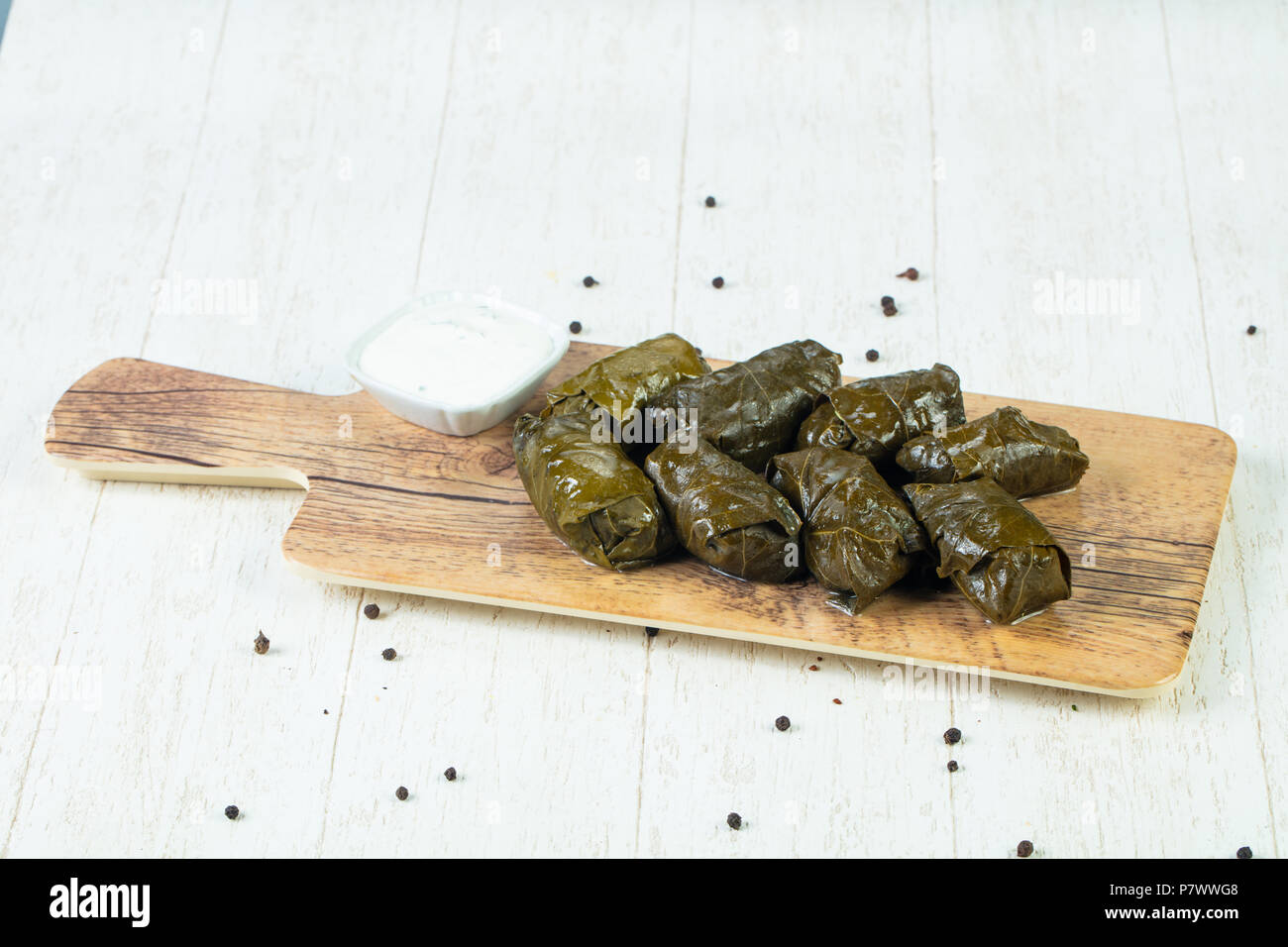 Traditional dolma grape leaves with meat Stock Photo - Alamy