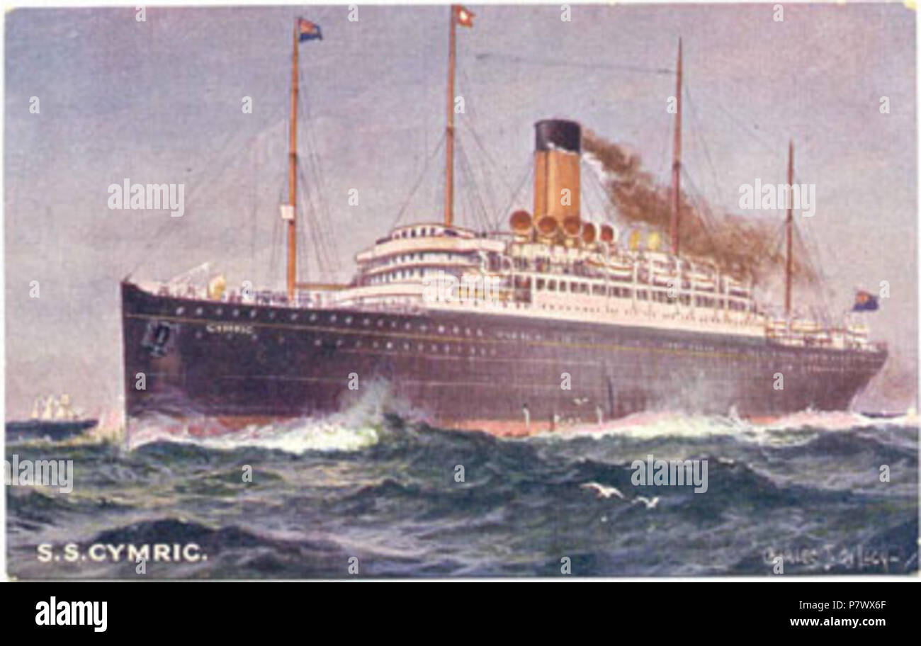 White Star Line's Cymric, postcard . before 1916 101 Cymric Stock Photo ...