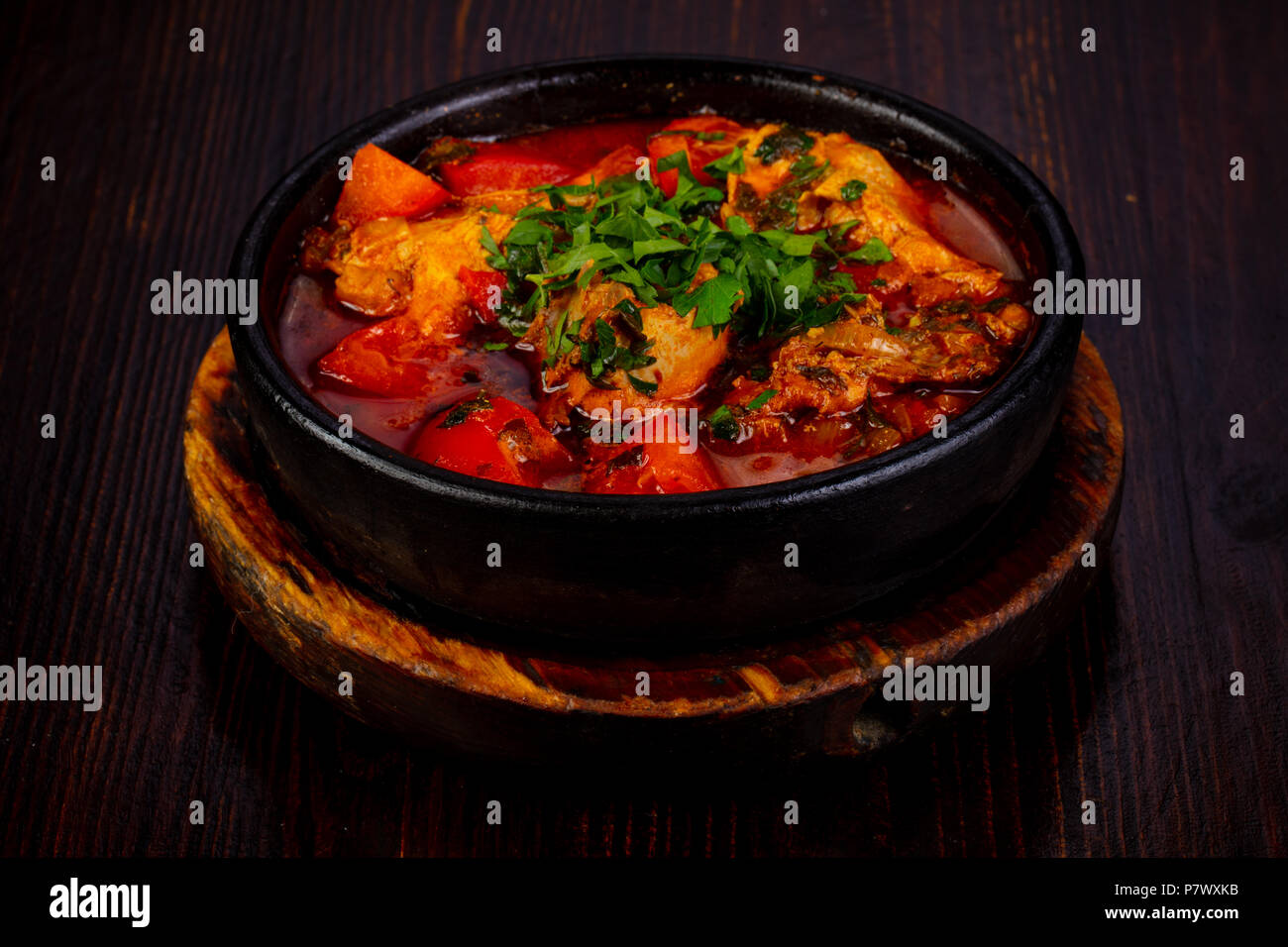 Georgian cuisine Chahohbili with chicken Stock Photo - Alamy