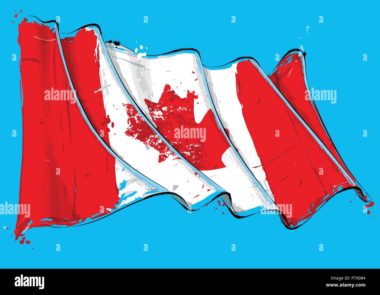 Vector grange Illustration of a Canadian waving Flag. All elements ...