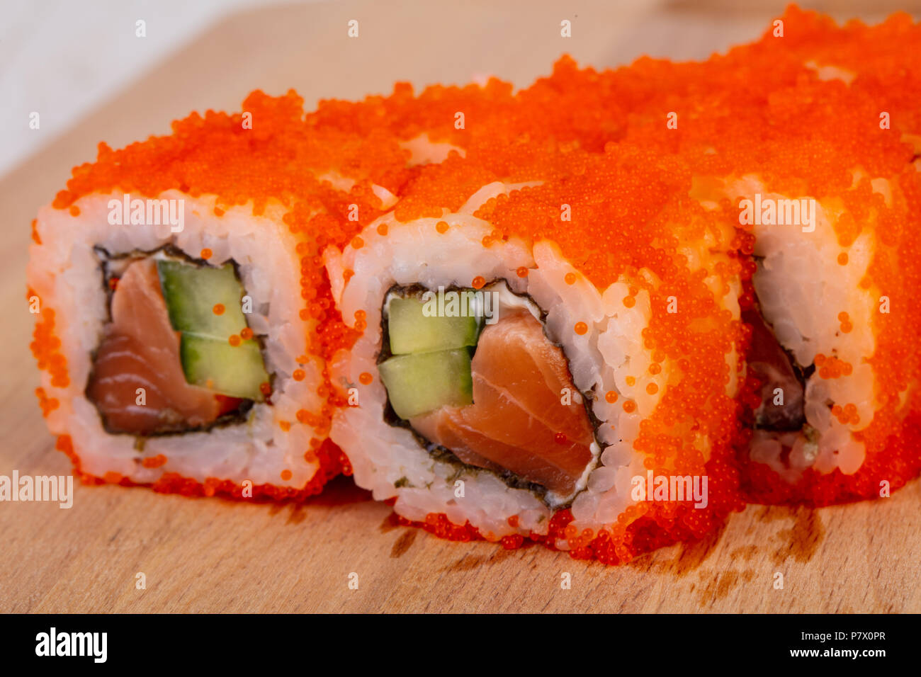 Traditional California roll with salmon Stock Photo - Alamy