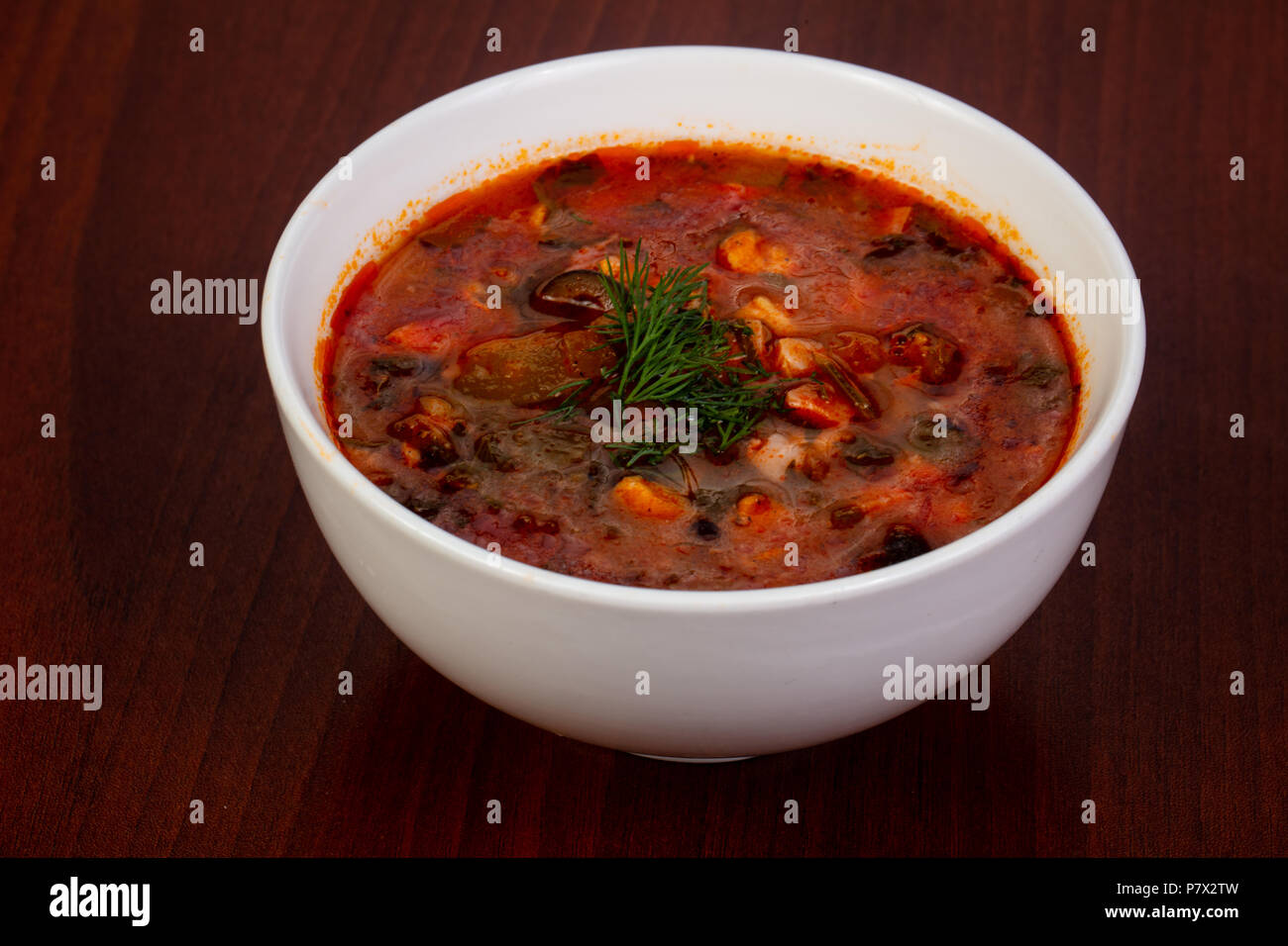 Traditional Solyanka soup with meat Stock Photo - Alamy