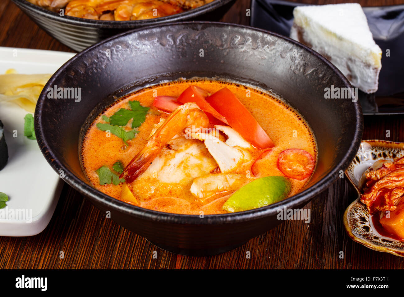 Thai Tom Yam soup with prawn Stock Photo - Alamy