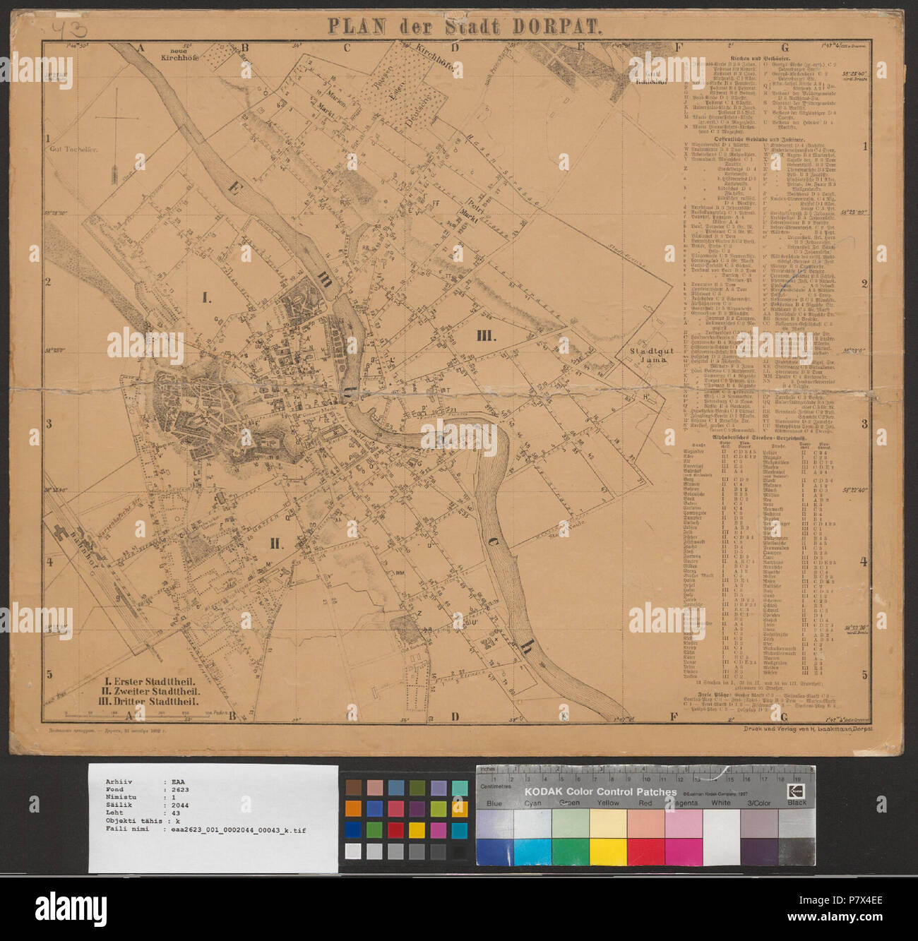 . Deutsch: Plan der Stadt Dorpat . English: A map from Estonian ...