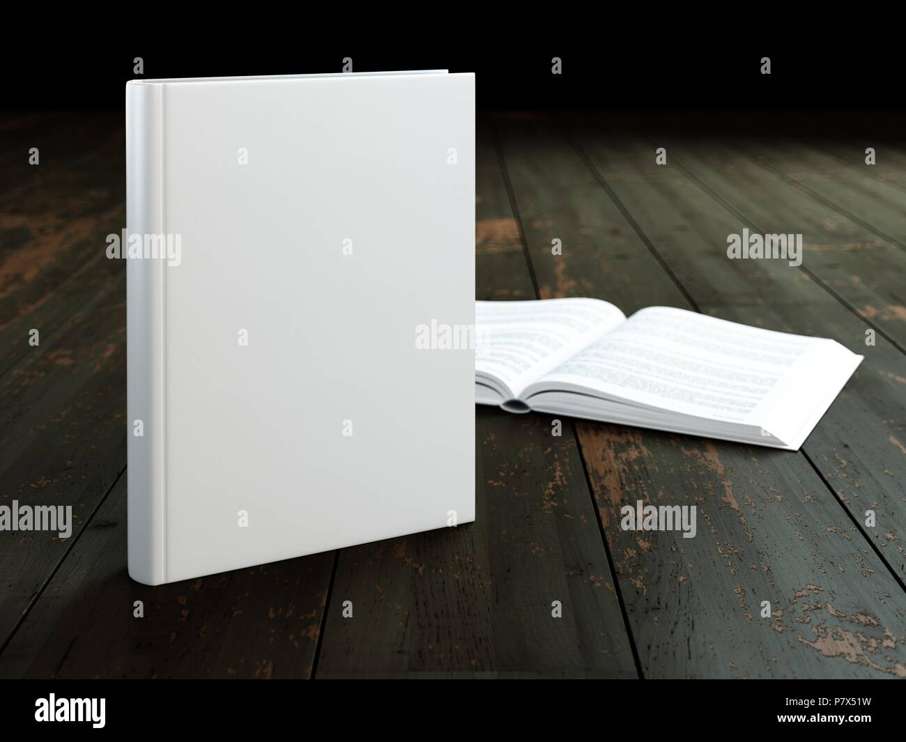 Blank hard cover book template on wood Stock Photo - Alamy