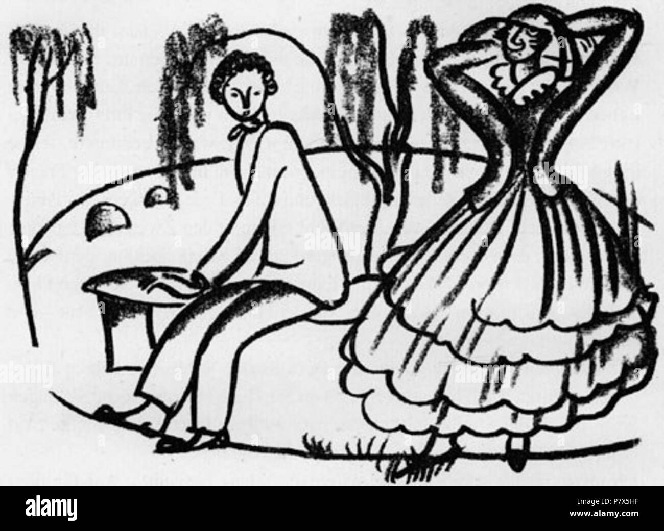 English: Illustration by novel First Love . 1923 147 Erste liebe Stock ...