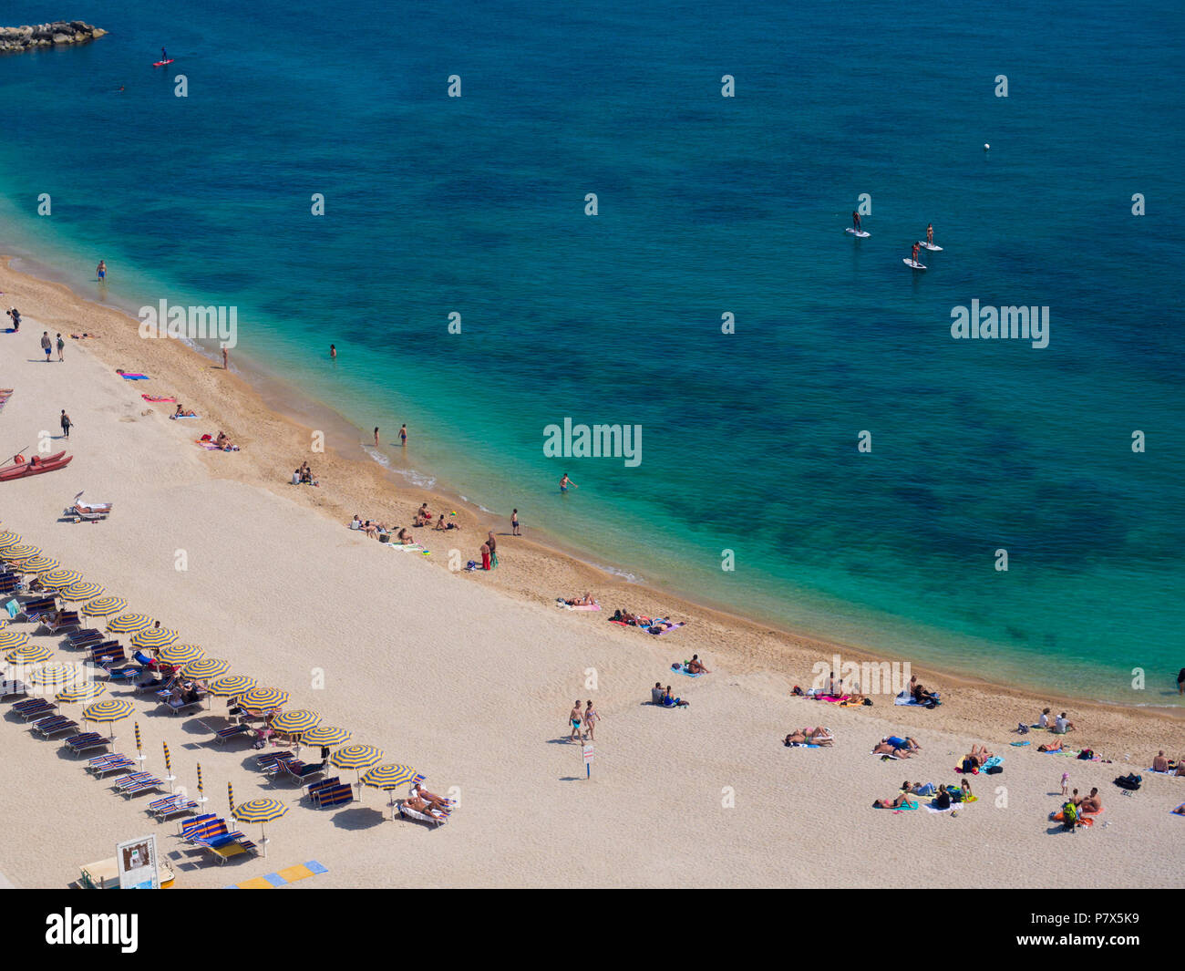 The wonderful and unspoiled beach of Numana, mount Conero, Italy Stock ...