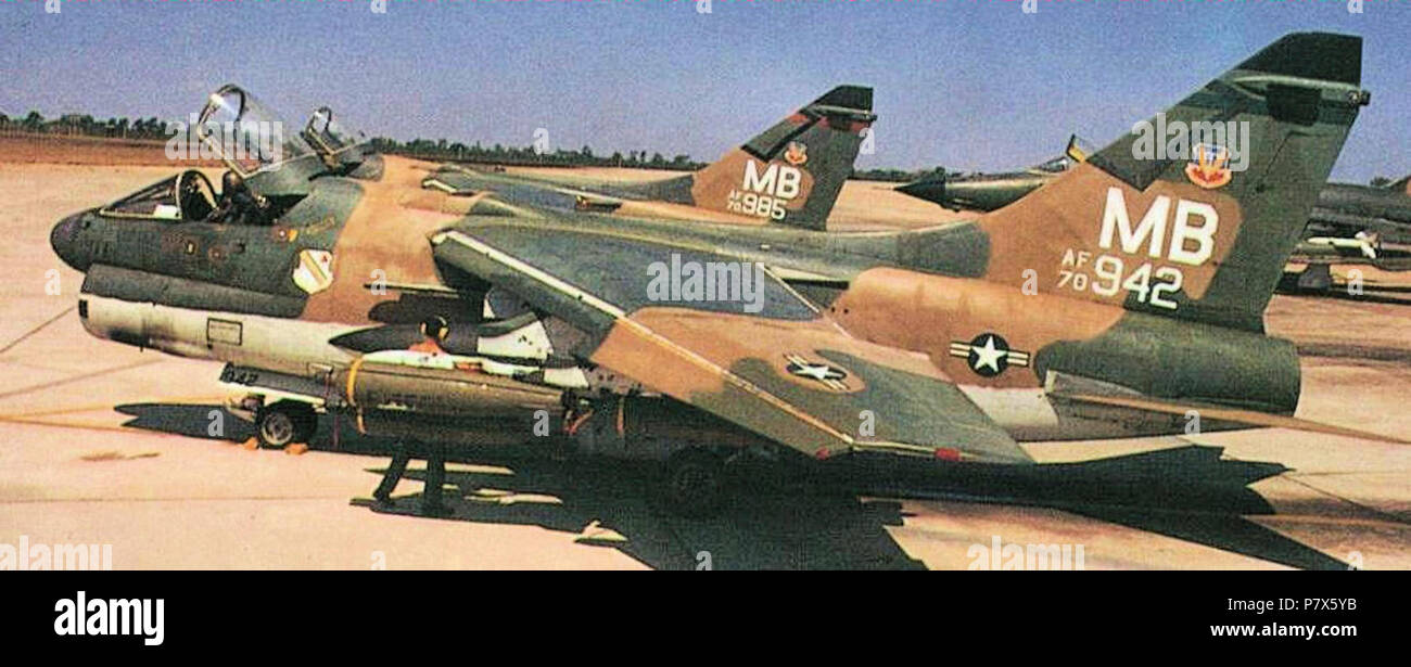 354th Tactical Fighter Wing - A-7D Corsair IIs on parking ramp at MB ...