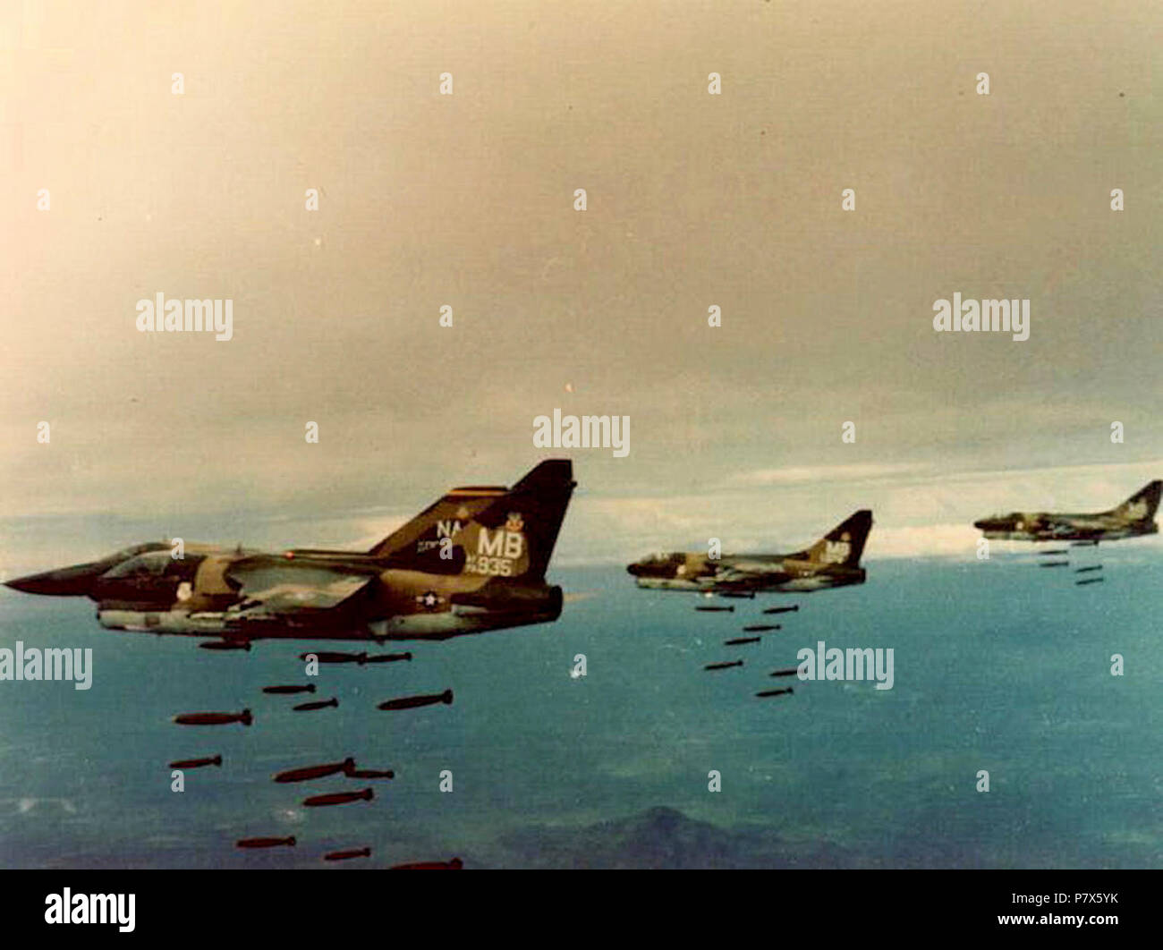 354th Tactical Fighter Wing 3 A-7Ds bombing with F-111 Stock Photo - Alamy