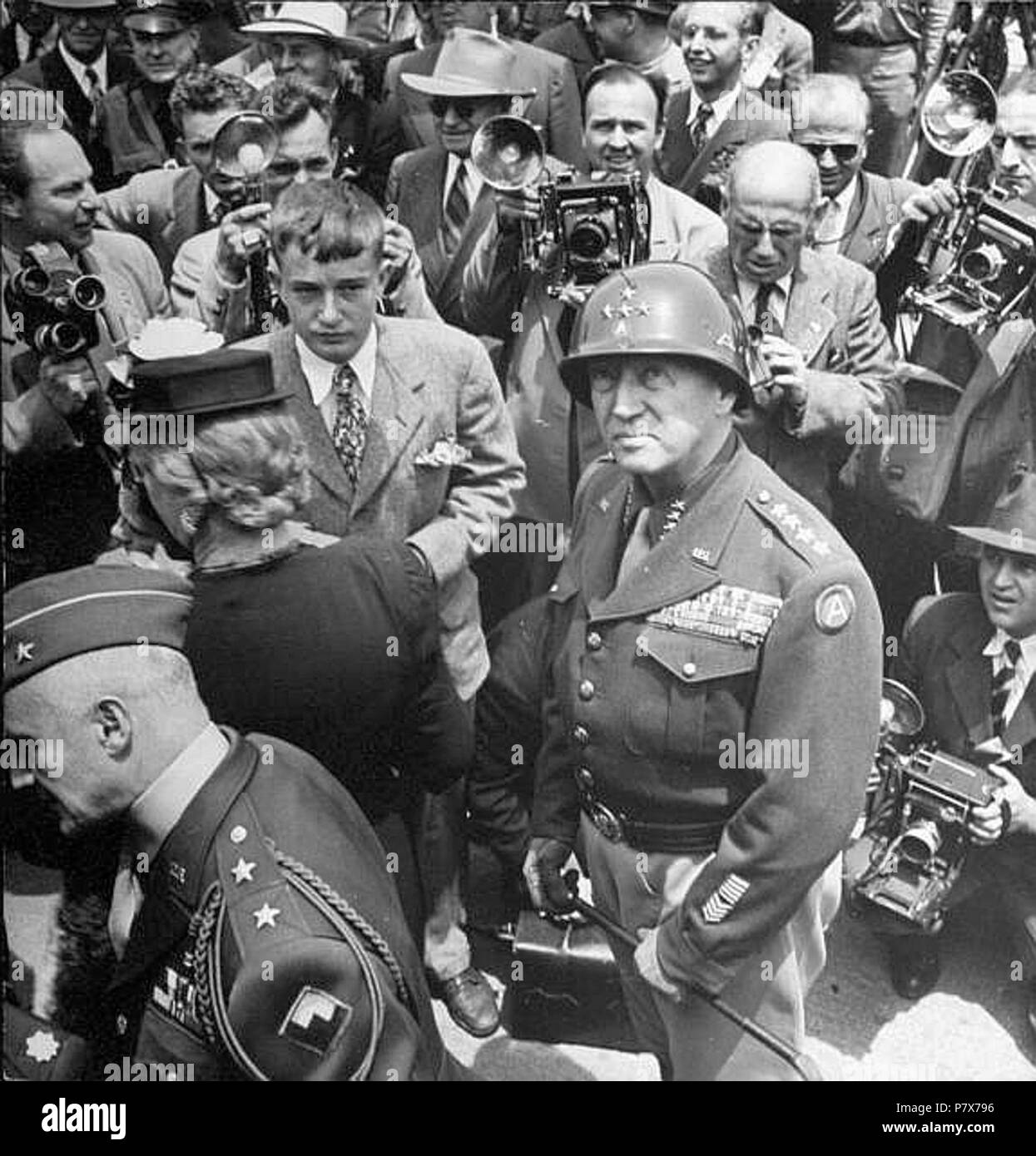 English: Gen. George Patton's homecoming at end of WWII . 1945 171 ...