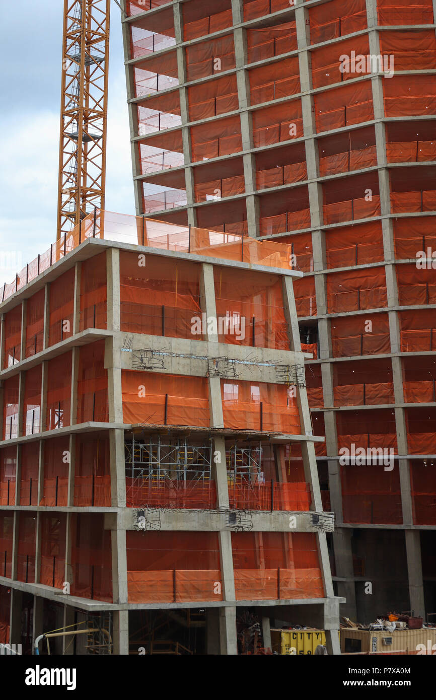 Two towers of the luxury condo-hotel The XI under construction in New ...