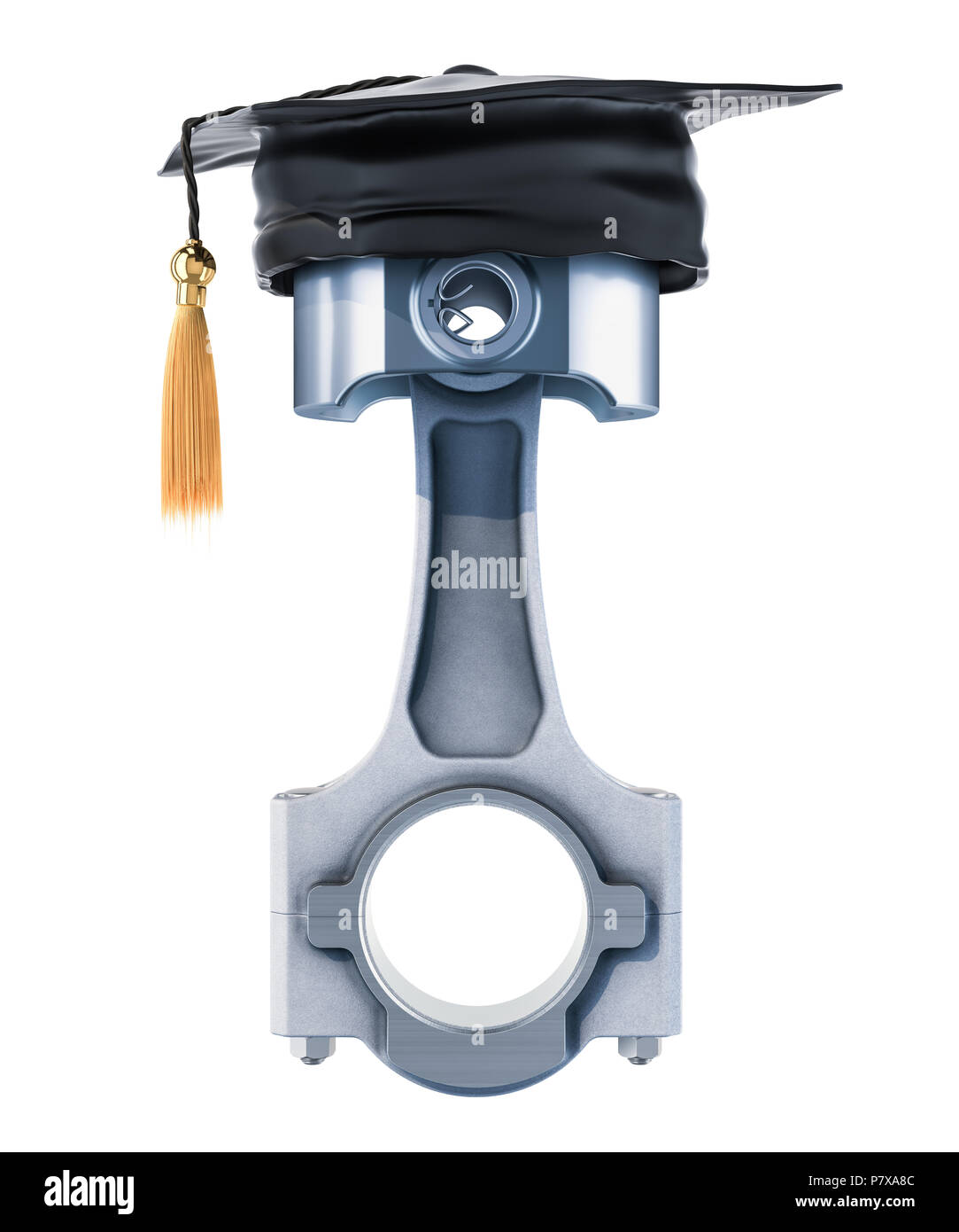 Automotive courses concept. Engine piston with graduation cap. 3D ...