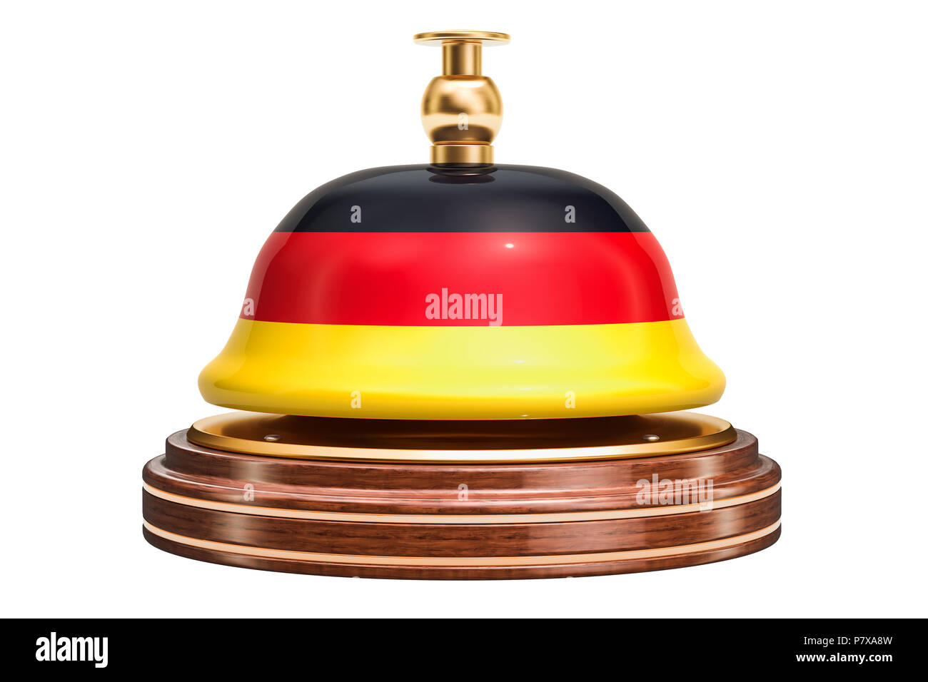 Reception bell with German flag, service concept. 3D rendering isolated ...